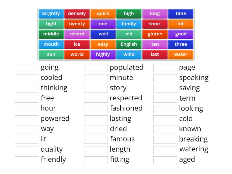 COMPOUND ADJECTIVES - Match up