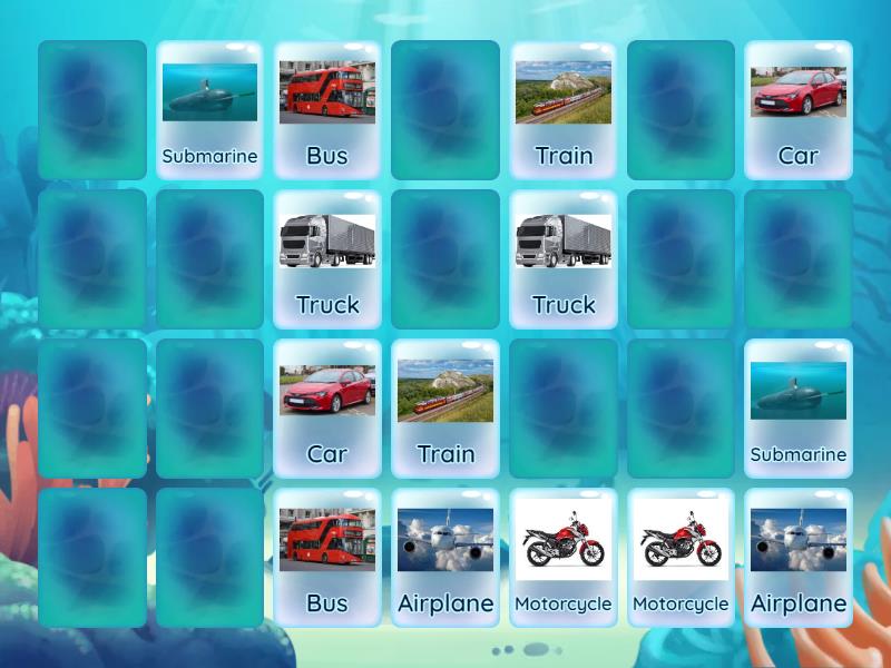 Memory game - means of transport - MEIE - Matching pairs