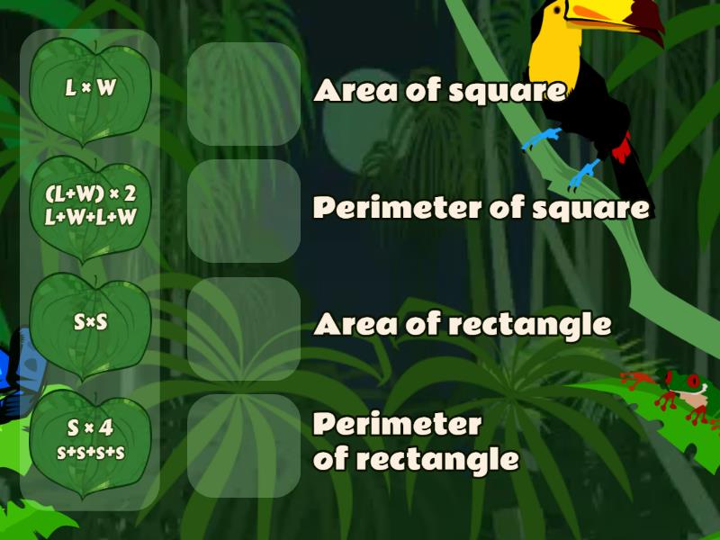 area and perimeter formulas - Match up