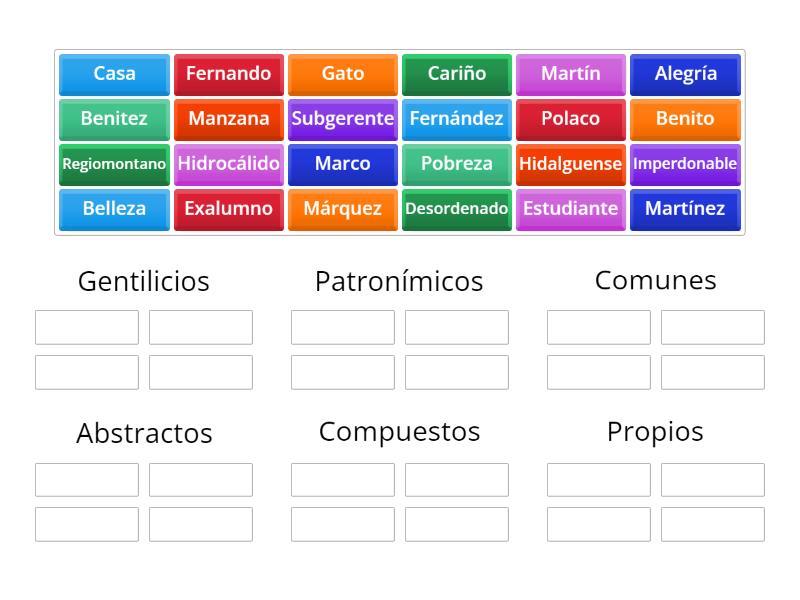 Clasifica los sustantivos - Group sort