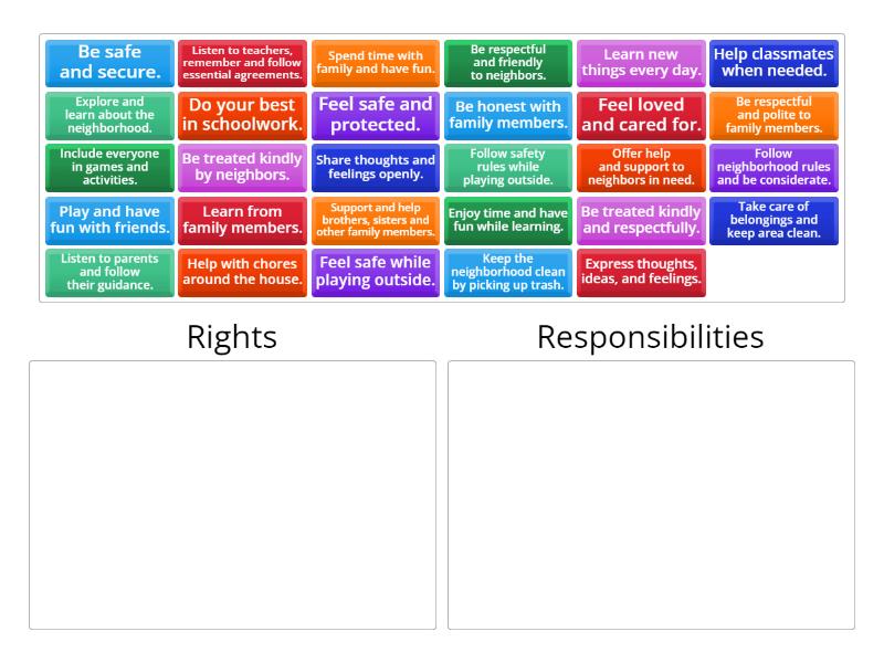 Rights and Responsibilities - Group sort