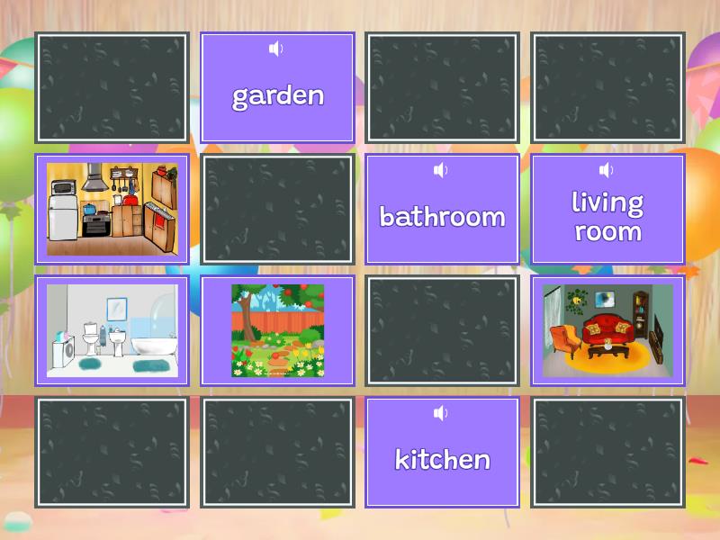 House – rooms - memory - Matching pairs