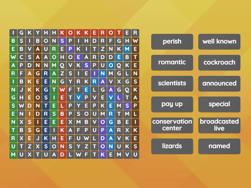 Woordeskat - Vernoem jou eks na 'n kokkerot - Wordsearch