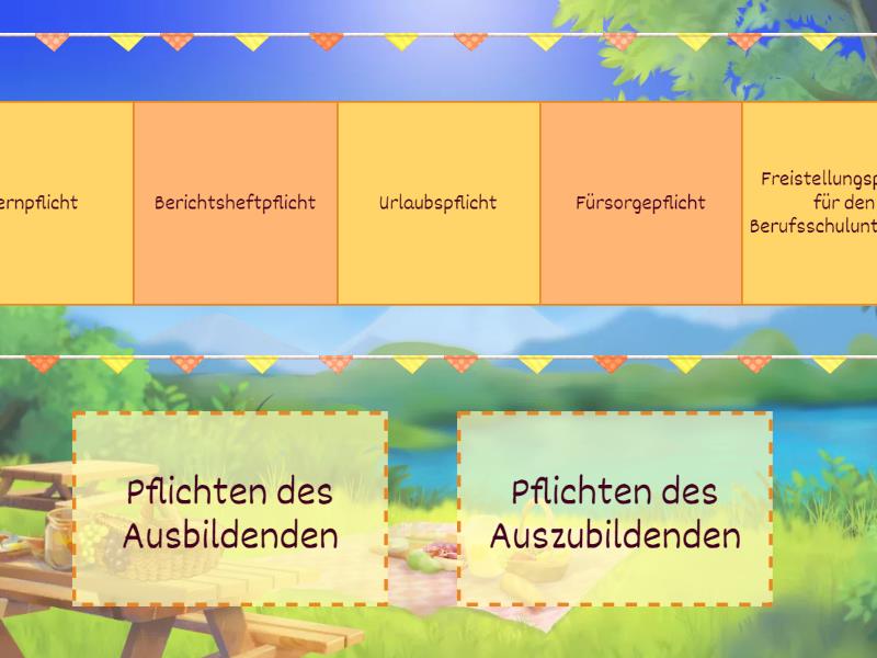 Pflichten in der Ausbildung - Speed sorting