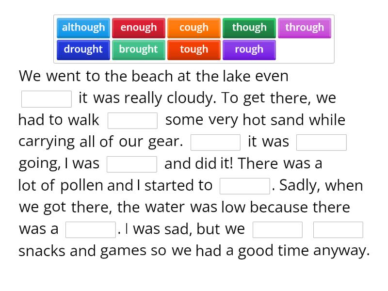 Select the missing "ough" word - Complete the sentence