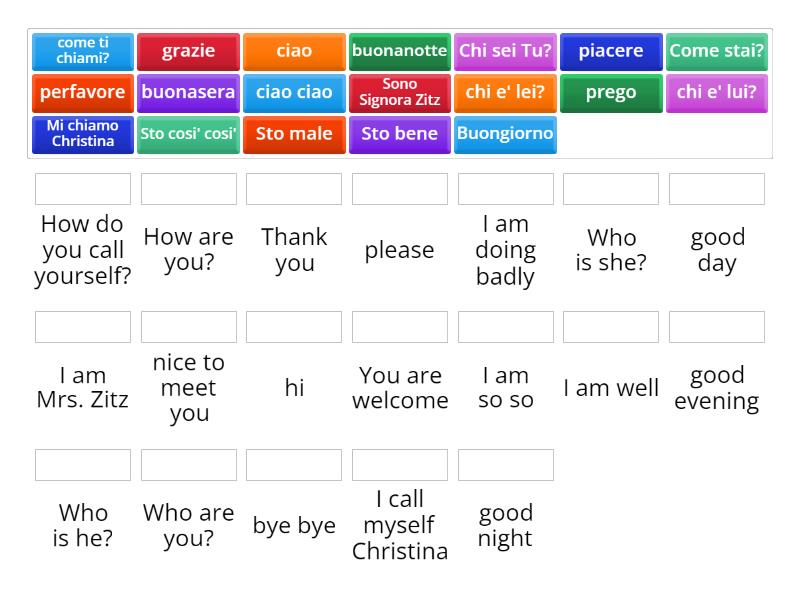 greetings and salutations - Match up