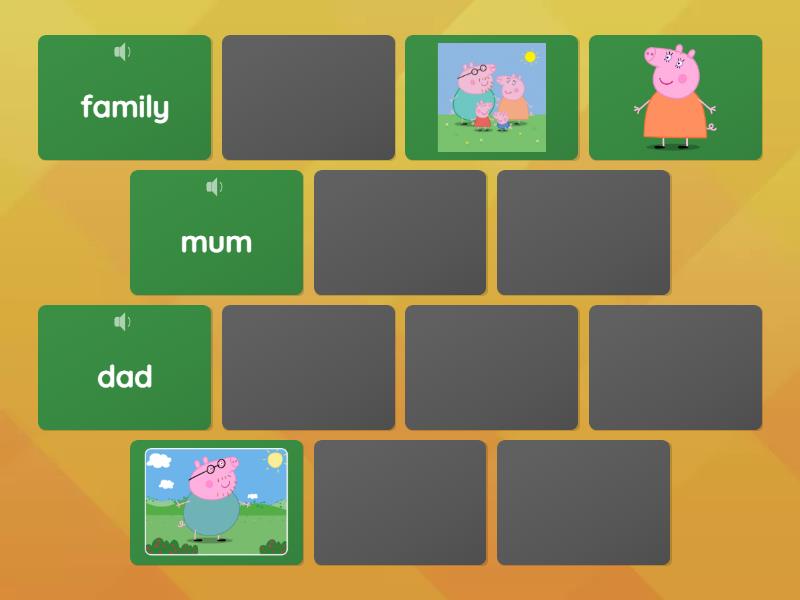 Peppa Pig Family Flashcards Pairs - Matching pairs