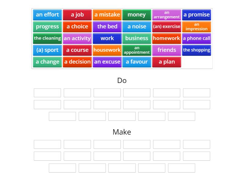Collocations: Do or Make? - Group sort