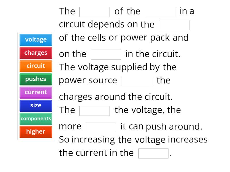 Voltage and Current - Complete the sentence