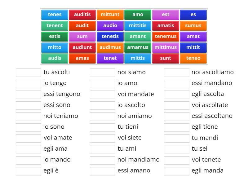 Indicativo presente - Match up