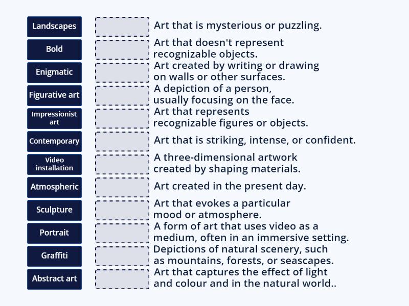 Vocabulary to describe art - Match up