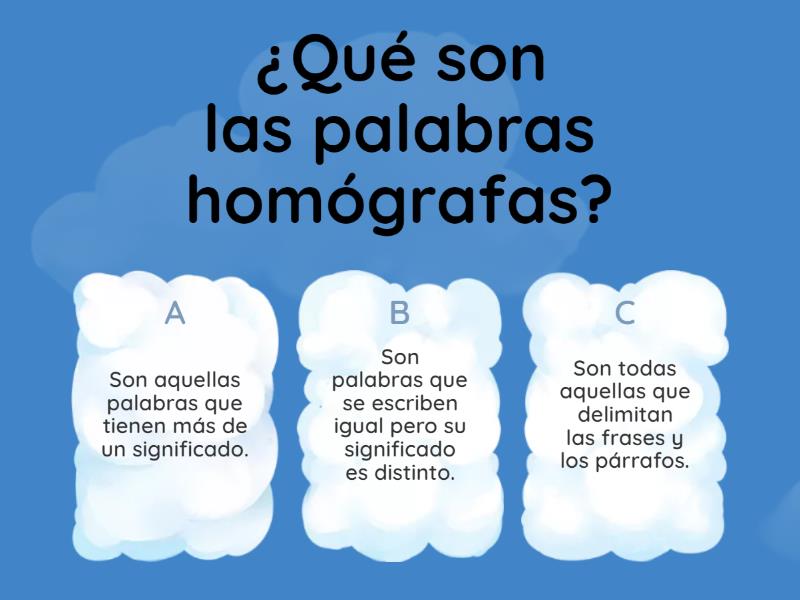 Palabras homógrafas - Cuestionario
