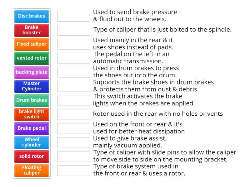 Brakes Terms Matching - Match up
