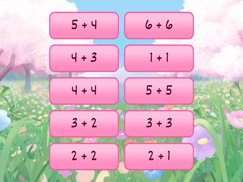Doubles plus addition fact practice - Flip tiles