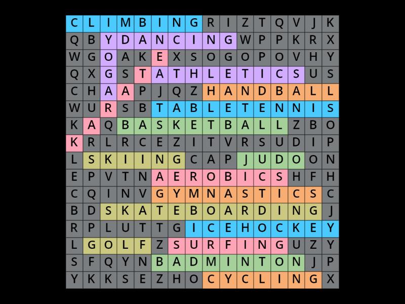 Solutions Elementary 8A (Sports) - Wordsearch