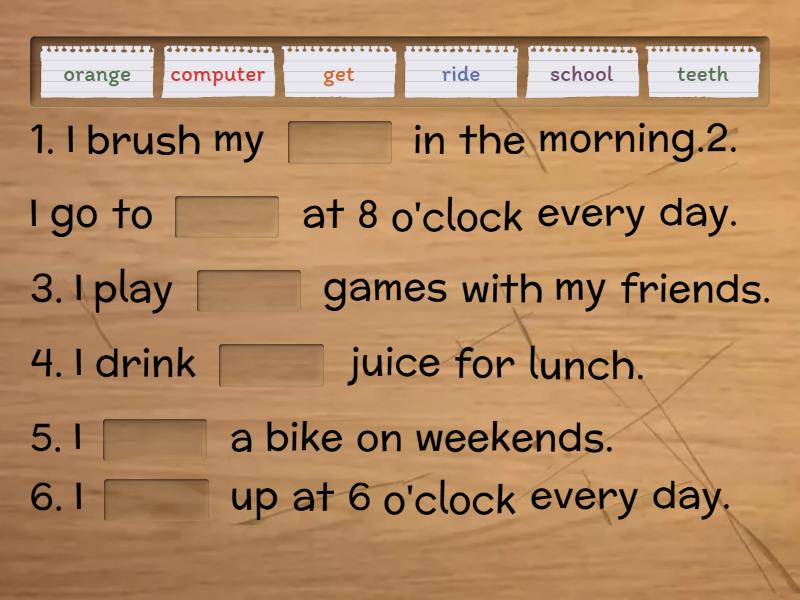 Daily routine - Completa la oración