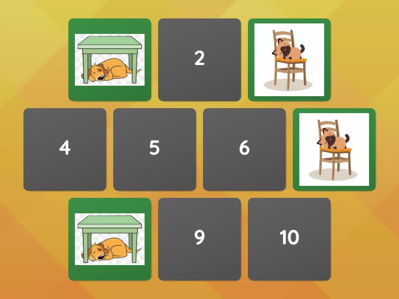 Prepositions memory game - Matching pairs