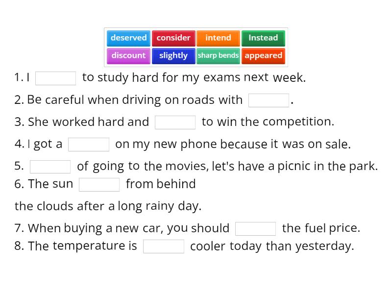 Cambridge Preliminary B1 - Reading part 3 - NEW Vocab - Complete the ...