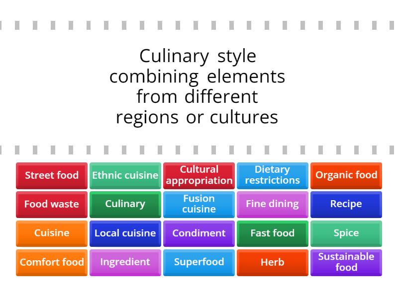 Globalization of cuisine and food culture - Find the match