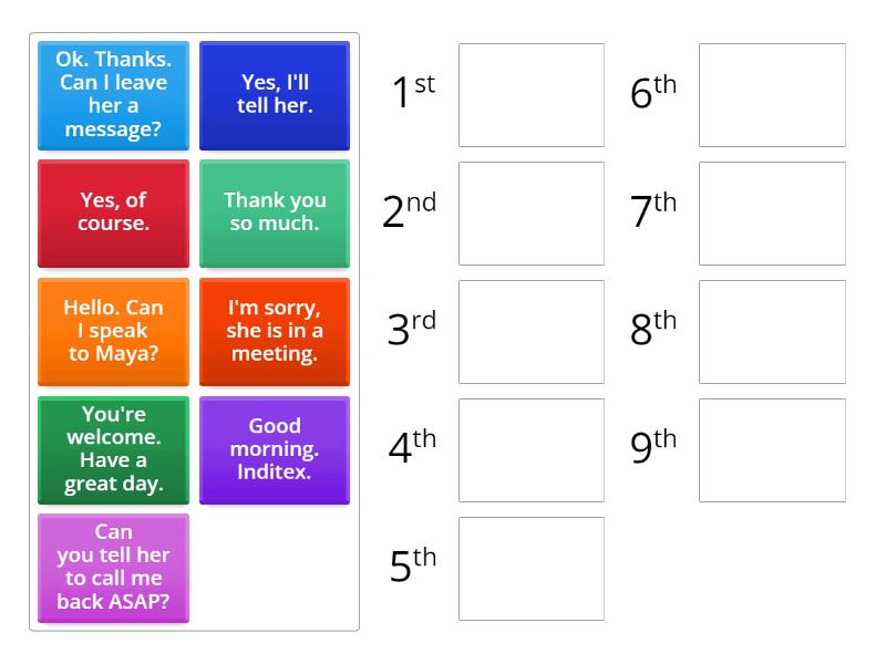 Beginner_ Phone call_ word order - Rank order