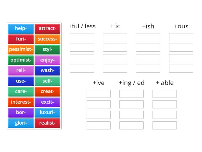 Spotlight 8, Module 1: word formation - Group sort