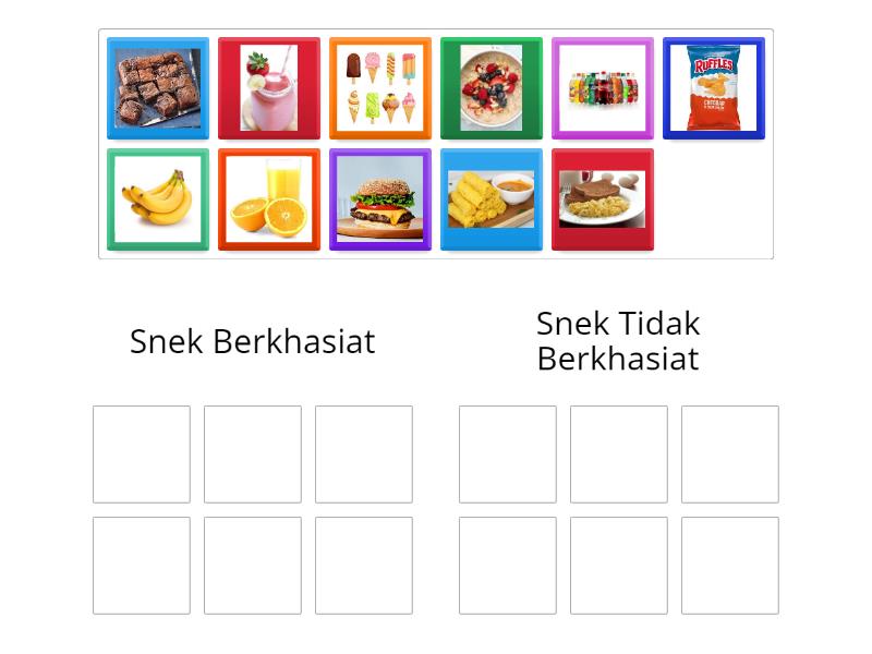 Senaraikan snek berkhasiat dan tidak berkhasiat. - فرز المجموعات