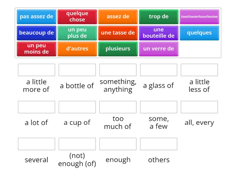 Les expressions de quantite - Match up