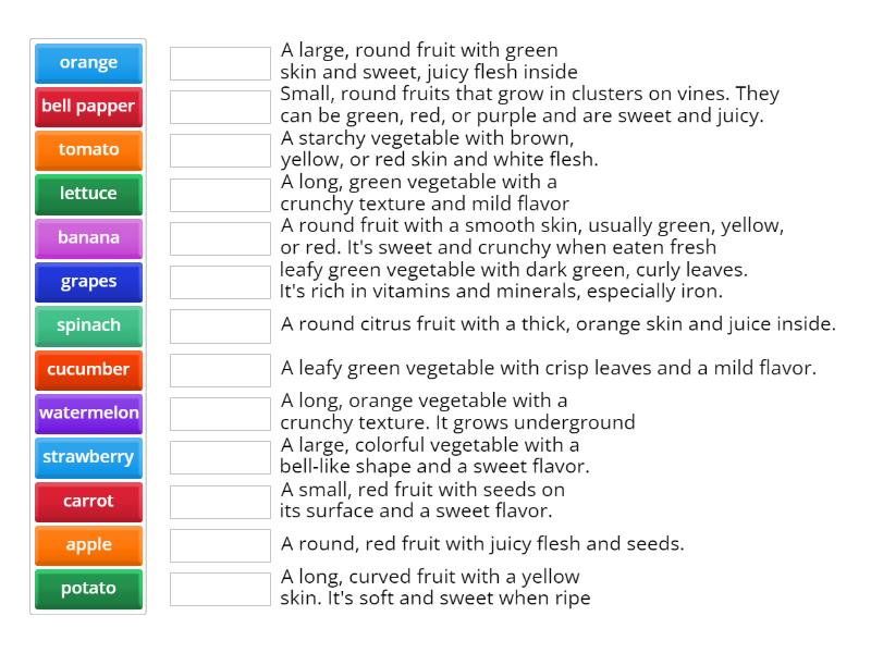 Fruit and vegetable - Match up