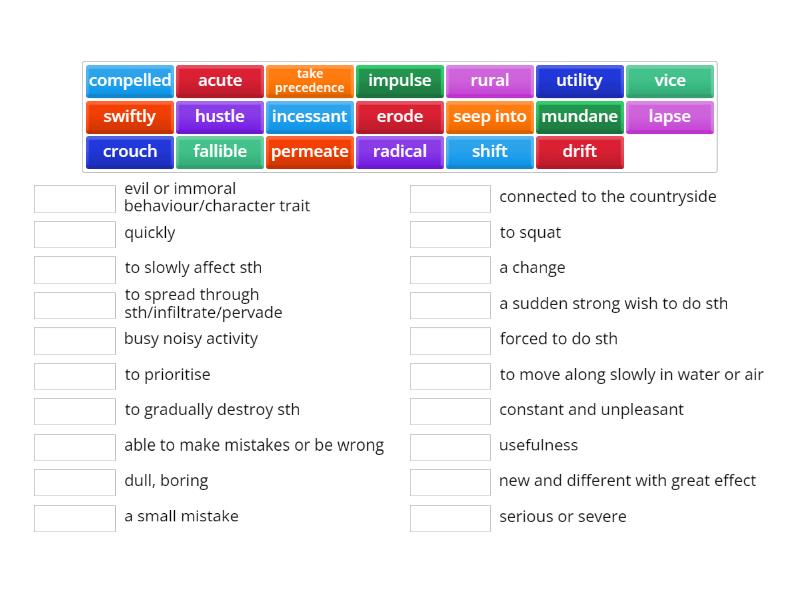 EXPERT PROF - 4A reading vocabulary - Match up