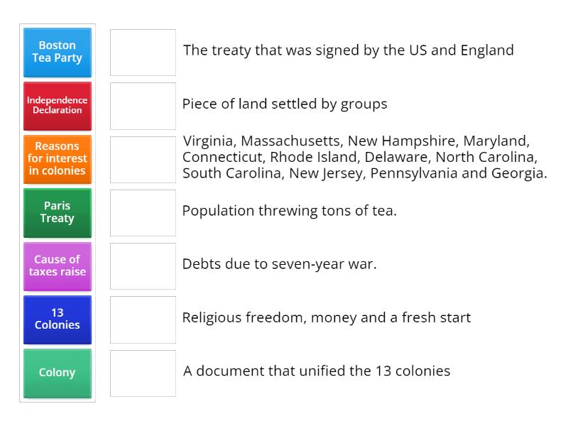 13 colonies - Match up