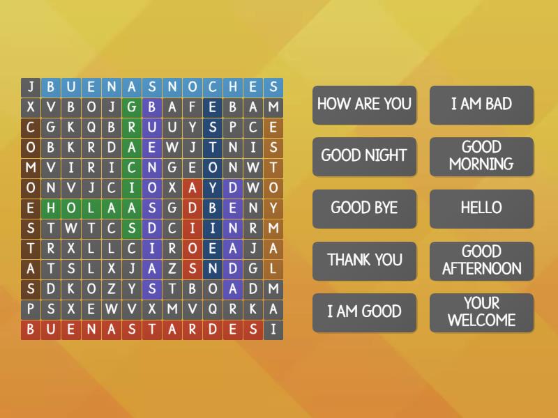 SALUDOS Y DESPEDIDAS - Wordsearch