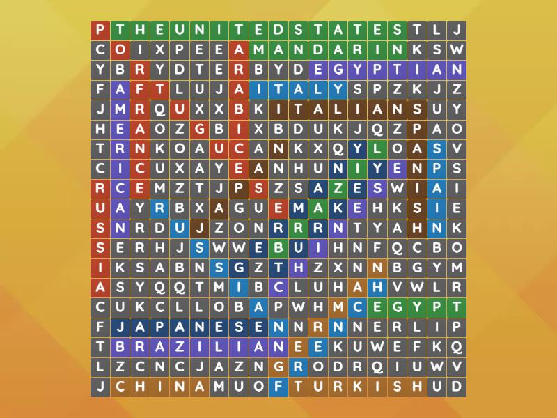 T3 - planning 1 - class 11 - countries, nationalities and languages - Sopa de letras