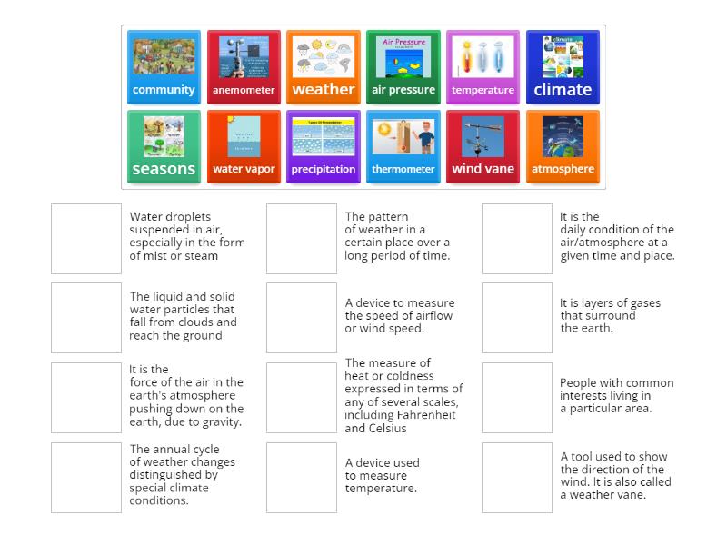 Vocabulary - Weather Climate Season - Match up