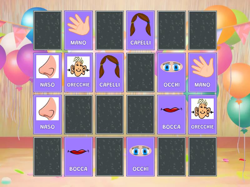 MEMORY DELLE PARTI DEL CORPO - Matching pairs