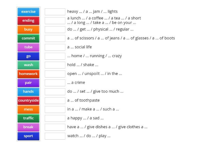 [Outcomes A2] U1-3 REVISION Collocations - Match up
