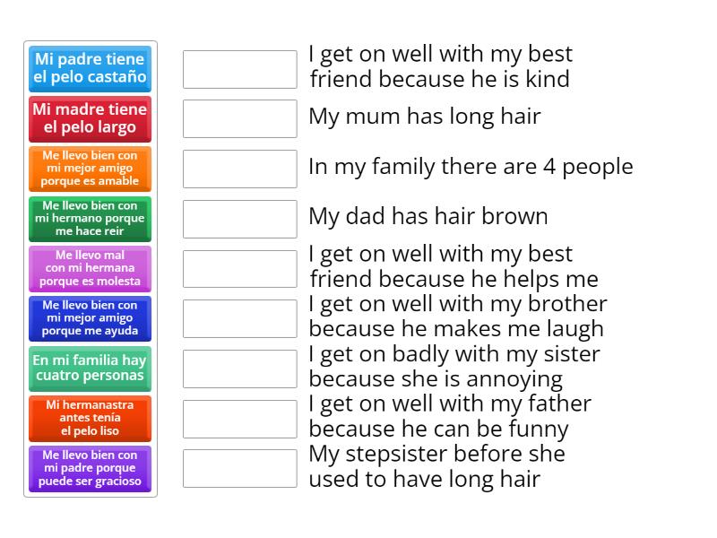 YEAR 9 Leccion 2 La familia - Match up