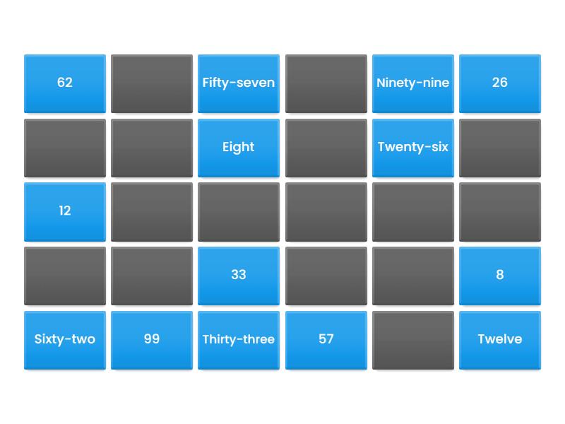 Numbers Memory Game - Matching pairs