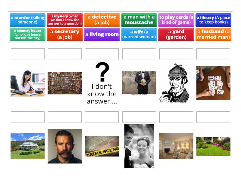 B2 8A reading vocabulary murder mystery - Match up