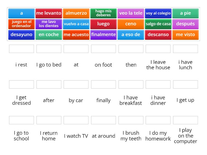 Unit 12 Daily routine activities - Match up