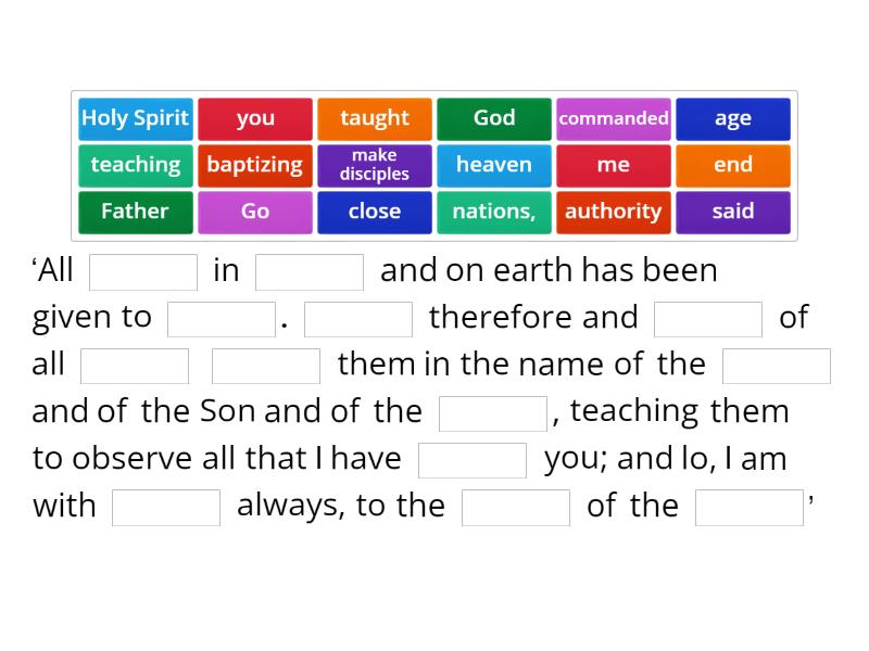 The Great Commission- Matthew 28:18-20 - Missing word