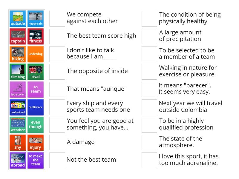 Unit 4 words - Match up