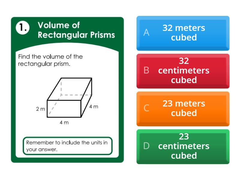 Volume of Rectangular Prisms - Quiz