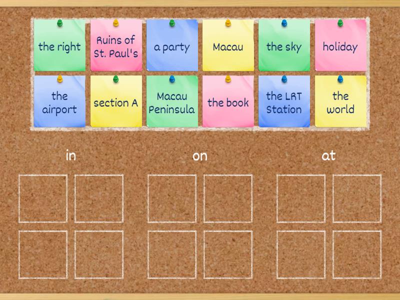 Unit 11 Prepositions of place and Movement (Review) - Group sort