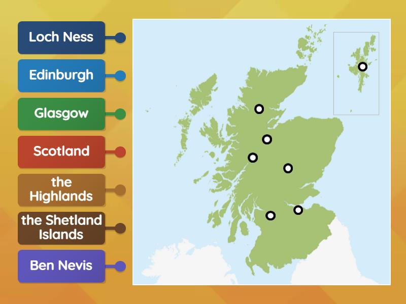 Map of Scotland, UK (HW6) - Labelled diagram