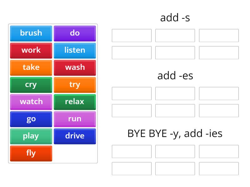 present simple spelling rules - Group sort