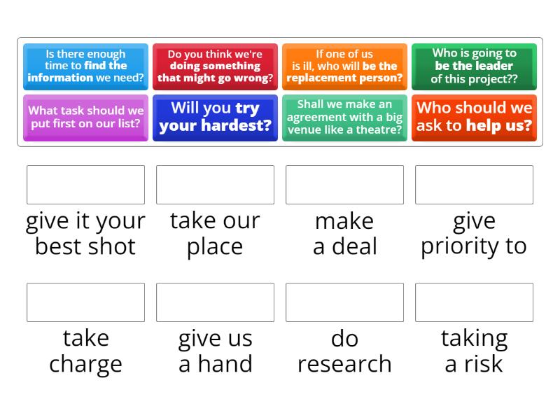 verb noun collocations roadmap B2 unit 7b definitions task 9 - Match up