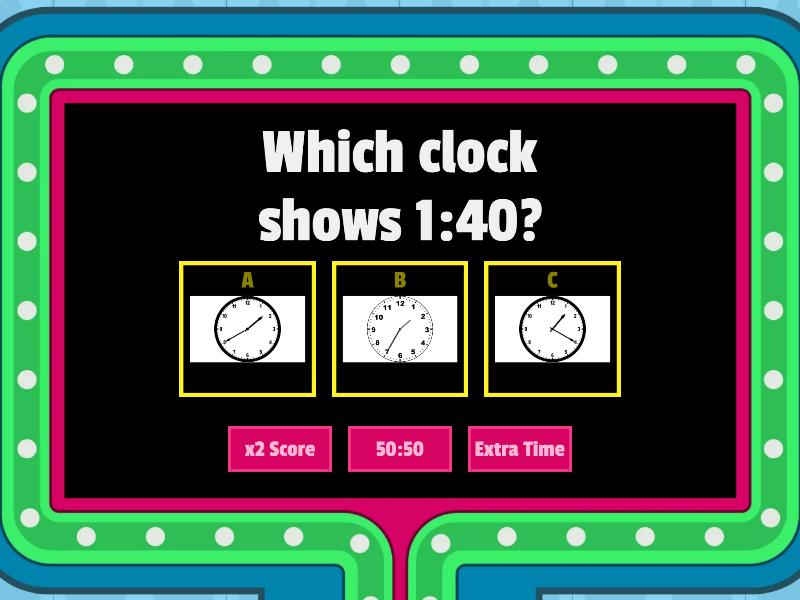Telling Time to the Nearest 5 Minutes Game Show - Gameshow quiz