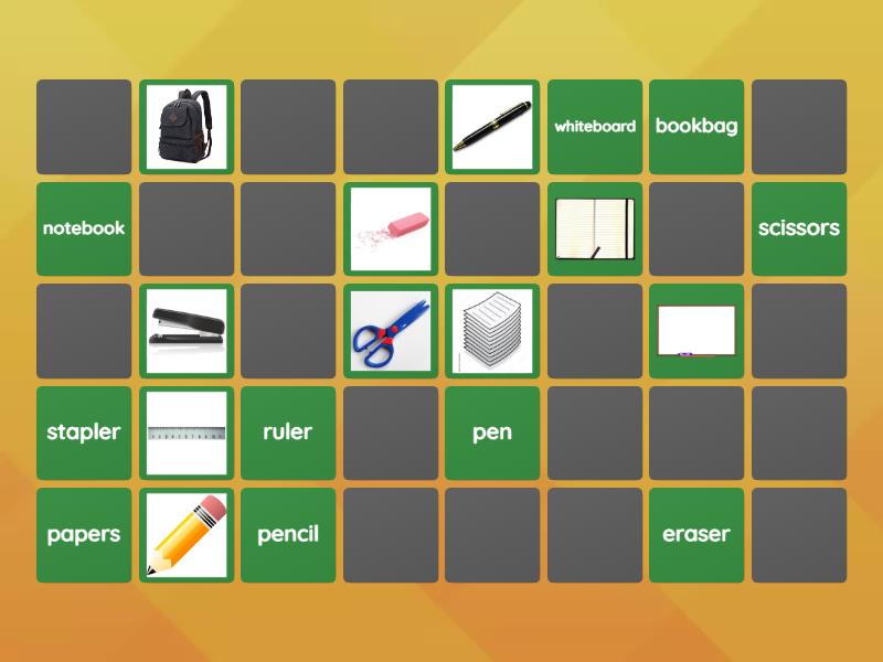 Classroom Objects Lesson 3 - Matching pairs