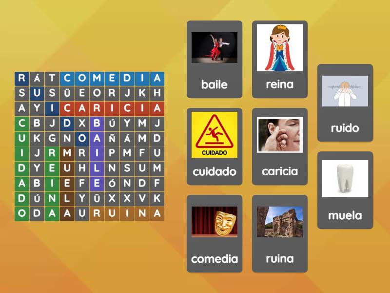 Palabras con diptongos - Wordsearch