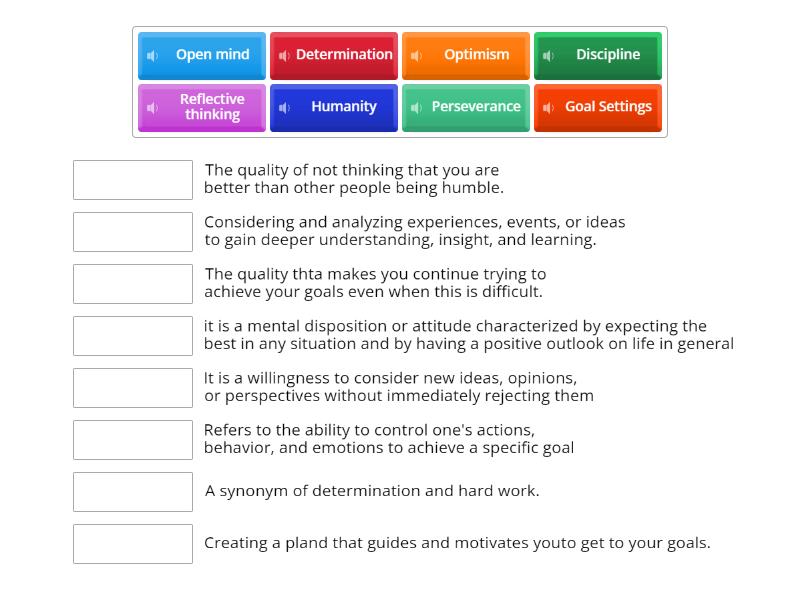 Vocabulary about sucess - Match up